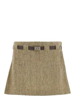FERRAGAMO Mini Skirt With Gancini Belt - Polychromatic