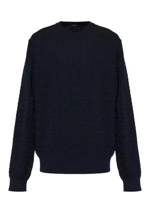 Balmain Monogrammed Knit Sweater - Navy Blue
