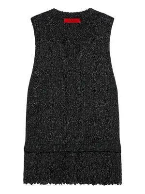 MAXCO. Sleeveless Knit Top With Tassels - Black