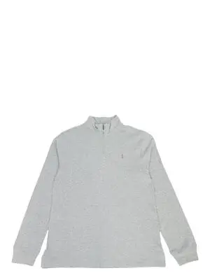 Polo Ralph Lauren Long Sleeve Quarter Zip Polo Shirt With Embroidered Logo - Grey