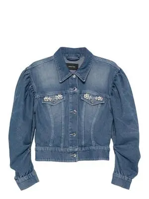 Simone Rocha Embellished Puff-sleeve Denim Jacket - Blue