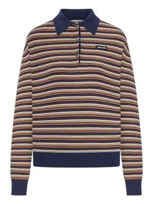 Miu Miu Miu Miu Striped Knitted Polo Shirt F0627