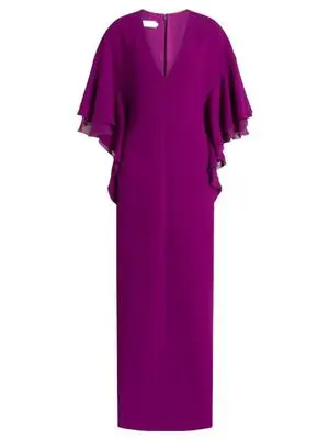 Alberta Ferretti Maxi Dress With Cape Sleeves - Purple