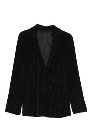 Issey Miyake Homme Plissé Pleated Single-breasted Blazer - Black