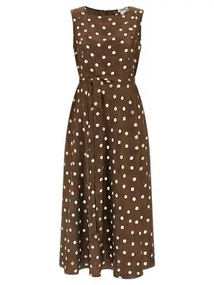 Max Mara S Max Mara Martina Sleeveless Polka Dot Dress Brown