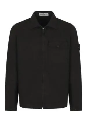 Stone Island Long-sleeved Zip-up Casual Jacket - Black