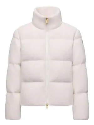 Moncler High-neck Padded Jacket With Drawstring Hem - White