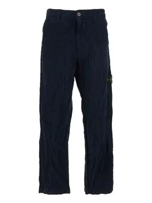 Stone Island Logo Patch Straight Leg Trousers - Blue