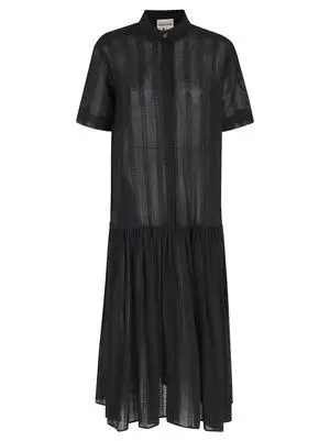 SEMICOUTURE Striped Sheer Short Sleeve Dress - Black