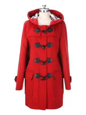 Burberry Hooded Long-sleeved Coat - Red