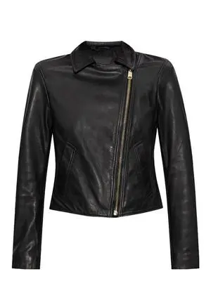 ALLSAINTS Vela Leather Jacket - Black/gold