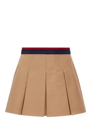 Moncler Pleated Mini Skirt With Striped Waistband - Beige