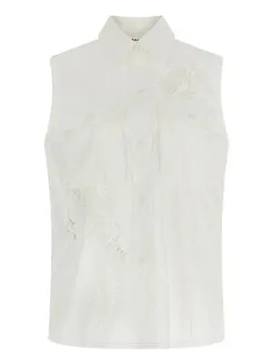 P.a.r.o.s.h Sleeveless Embroidered Shirt - White