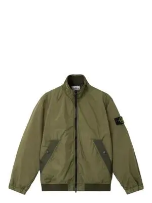Stone Island Logo Patch Zip-up Jacket - Military Green