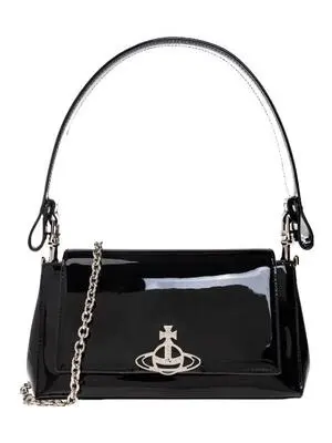 VIVIENNE WESTWOOD Patent Leather Orb Shoulder Bag - Black