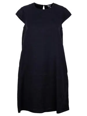 Aspesi Round-neck Short-sleeve Mini Dress With Cutout Details - Black