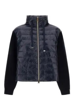Herno Quilted Short Down Jacket With High Collar - Navy Blue