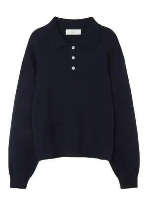 DUNST Long-sleeved Polo Shirt - Navy