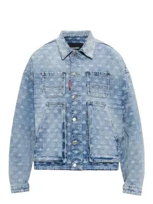 Dsquared2 Buttoned Denim Jacket With Logo Detailing - Blue