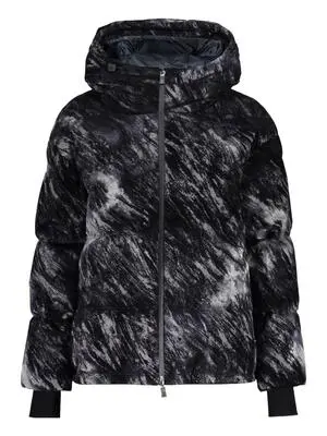Herno Hooded Printed Down Jacket - Black