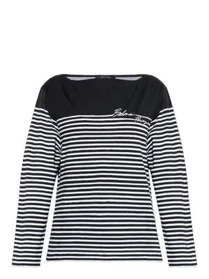 Balmain Striped Long Sleeve Top - Black