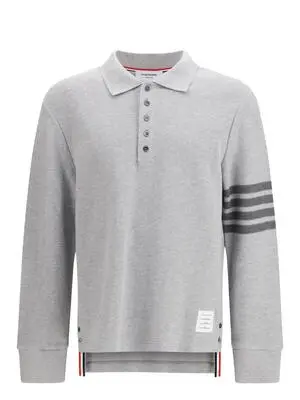 Thom Browne 4-bar Long-sleeved Polo Shirt - Gray
