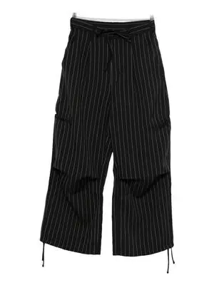 Y3 Pinstriped Drawstring Trousers - Black