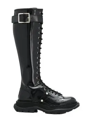 Alexander McQueen Knee-high Buckled Boots - Black