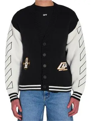 Off-White Varsity Stripe Cardigan - Black