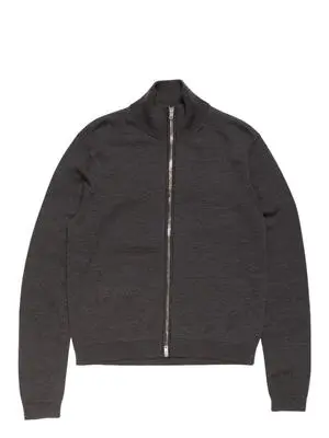 Acne Studios Zip-up Cardigan With Embroidered Bow Detail - Coal Gray