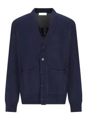 Givenchy Paris Logo V-neck Knitted Cardigan - Deep Navy Blue