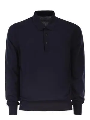 Kiton Long Sleeved Polo Shirt - Blu