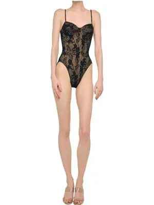 Norma Kamali Spaghetti Strap Lace Bodysuit - Black