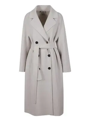 Max Mara Max Mara Double-Breasted Belted Coat Gray