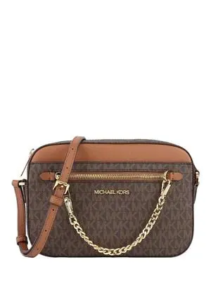 Michael Kors Monogrammed Crossbody Bag With Chain Detail - Multicolor