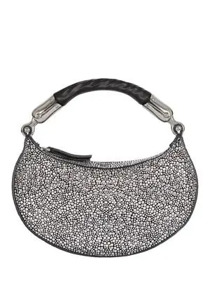 Balmain Ebony Embellished Mini Hand Bag - Silver