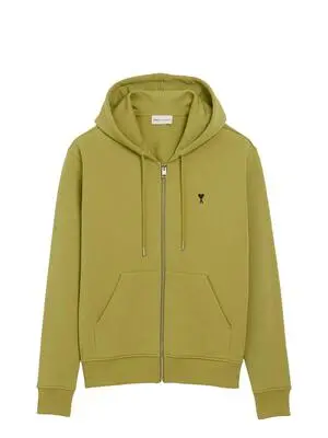 AMI Ami Paris Full Zip Hooded Sweatshirt With Logo