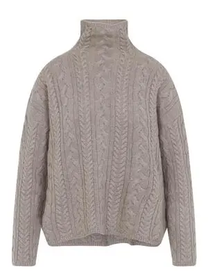 Max Mara Cable-knit Turtleneck Sweater - Gray