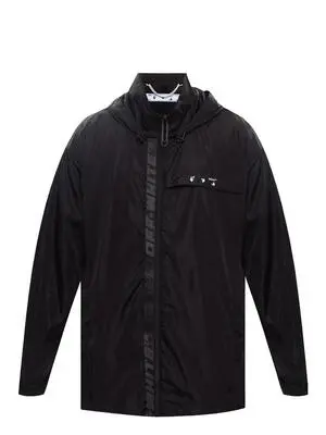 Off-White Logo Tape Windbreaker Jacket - Black