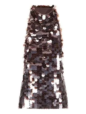 P.a.r.o.s.h Sleeveless Sequined Round Neck Blouse - Black