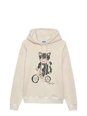 MSGM Graphic Print Hoodie - Nude