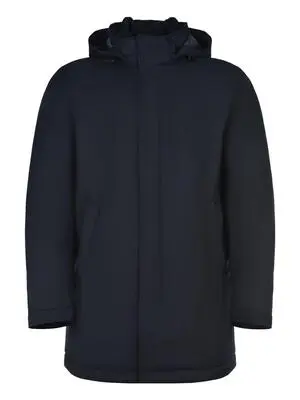 Herno Hooded Down Jacket With Snap And Zipper Closure - Midnight Blue