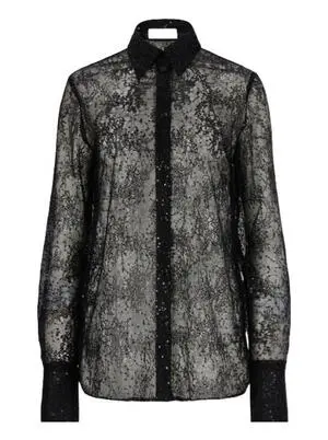 Nina Ricci Sequined Lace Shirt - Black