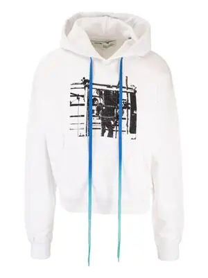 Off-White Graphic Print Hooded Sweater - White