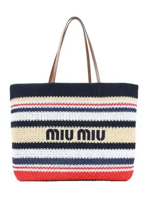 Miu Miu Raffia-effect Woven Tote Bag - Multicolor