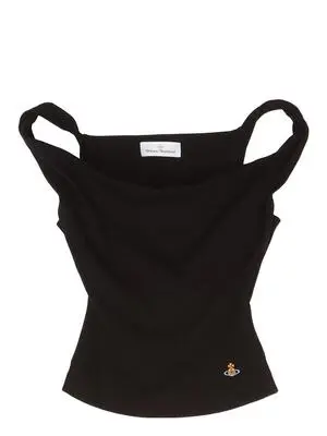 VIVIENNE WESTWOOD Orb Embroidered Knit Top - Black