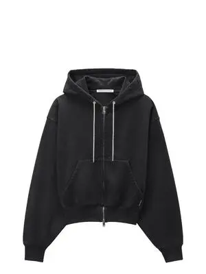 Alexander Wang Crystal Drawcord Zip-up Hoodie - Black