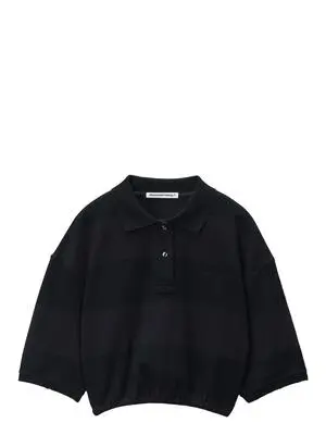 ALEXANDER WANG T By Alexander Wang Cropped Polo Shirt With Oversized Sleeves