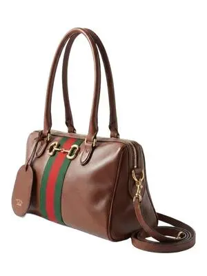 Gucci Medium Boston Bag With Web Detail - Maroon
