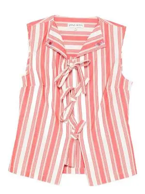Stine Goya Striped Sleeveless Front Tie Top - No